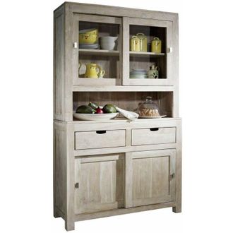 Massivmoebel24 Buffet Akazie 110x45x190 white stone get&uuml;ncht nature white 64