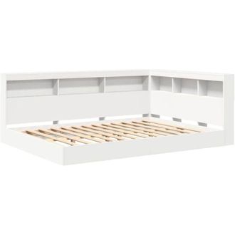 vidaXL B&uuml;cherregal Bett mit Kopfteil Wei&szlig; 140 x 200 cm Holzwerkstoff Vidaxl