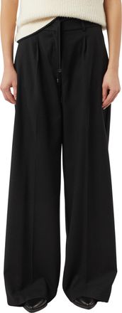 Comma Wide Leg-Hose mit Bundfalten und Bindedetail