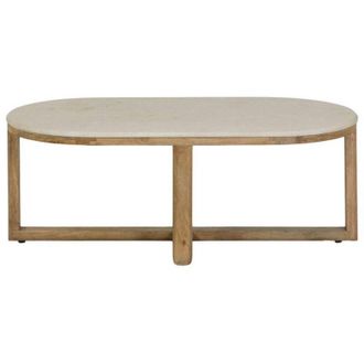 Made In Meubles Table basse en bois de manguier et marbre Emyr