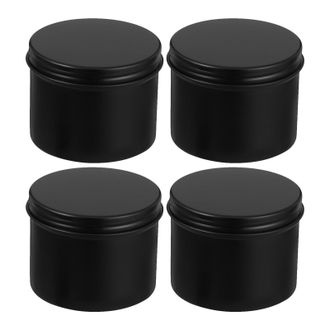 BESPORTBLE 4 St&uuml;ck Schwarze Aluminiumdosen 120 ml mit Schraubdeckel Runde Metallbeh&auml;lter f&uuml;r Tee Kosmetik und Gew&uuml;rze Wiederverwendbare Aufbewahrungsdose f&uuml;r Rei