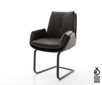 DELIFE Freischwinger Clea-Flex Mikrofaser Anthrazit Vintage Freischwinger flach Schwarz, Esszimmerst&uuml;hle