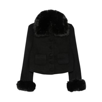 Self Portrait Jacke mit Kunstpelzbesatz - - Jackets - Damen - Schwarzk - M