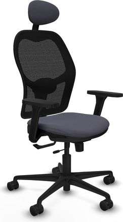 Piqueras y Crespo Ergonomischer B&uuml;rostuhl, Grau, mit 3D-Armlehnen, h&ouml;henverstellbarer Lendenwirbelst&uuml;tze und festem Kopfteil, ausgestattet mit Syncro/Traslack und injiz