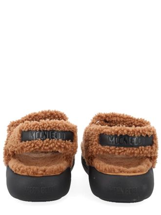 Moon Boot Shearling Sheep Leather Sandal - Brown