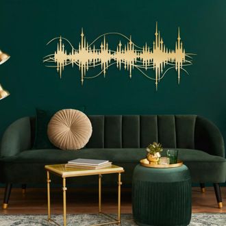 Generic Metall-Wandkunst, geometrische Linienkunst, Dekoration, Wohndekoration, Moderne Luxusdekoration, Schlafzimmer (Gold, 48x21|121x54 cm)