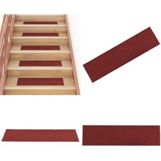 vidaXL Selbstklebende Treppenmatten 15 Stk. Rechteckig 76x20 cm Rot - Treppenmatten - Stufenmatten - Trittschutz - Anti-Rutsch - Nadelvlies - Home & Living