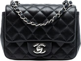 Chanel Hobo Bags - Mini Square Classic Lambskin Single Flap - Gr. unisize - in Schwarz - f&uuml;r Damen