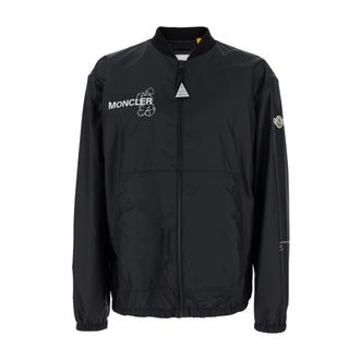 Moncler Homme, Vestes, Noir, Taille: XL Bomber Noir avec Imprimé Maxi