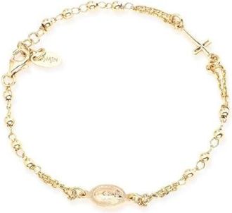 Amen Bracelet-jonc FATIMA, (P) Rosary, PULSEIRA Gold PVD 18+2cm (Comptas Dourés 2,5mm), Prata 925 (3,50GR) BROG3F Marque, Taille unique, Métal, Pas de gemm
