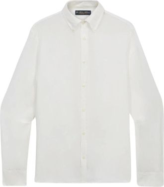 Brooks Brothers Homme, Chemises, Blanc, Taille: S Chemise en Lin Coupe Slim avec Col Boutonn&eacute;