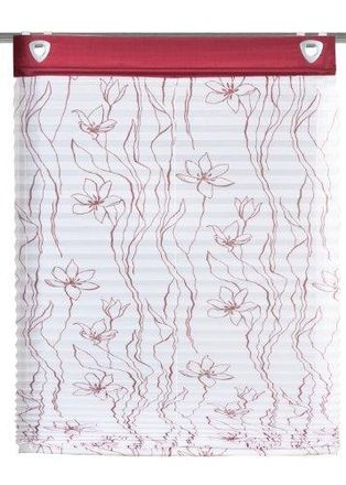 Home Fashion 91906-656 Plisseerollo, mit Haken und Ösen, Voile, Bedruckt, Bordeaux / 140 x 60 cm