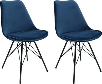 Kick Collection 2er Set Esszimmerst&uuml;hl Velvet - Samt - Dunkelblau - Modern und Hochwertig - Samtstoff und Metall - Erh&auml;ltlich in vielen Farben
