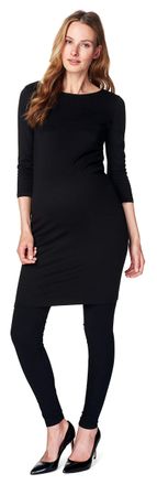 Noppies Damen Umstandskleid Dress 3/4 SLV, Knielang, Einfarbig, Gr. 44 (Herstellergr&ouml;&szlig;e: XXL), Schwarz (Black C270)