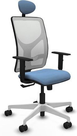 Piqueras y Crespo Moderner Drehstuhl mit 1D-Armlehnen, h&ouml;henverstellbarer Lendenwirbelst&uuml;tze und festem Kopfteil, ausgestattet mit 3 Positionen und Schneideschaum, Wei&szlig;