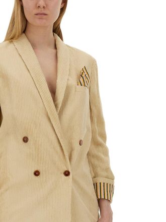 Alysi Double-Breasted Viscose Jacket - Ivory