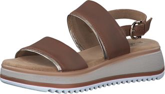 s.Oliver Damen Sandalen aus Leder Plateau, Braun (Cognac), 37 EU