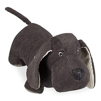 Relaxdays T&uuml;rstopper Hund, Stoff, mit Sand gef&uuml;llt, f&uuml;r Boden, innen, schwer, Deko T&uuml;rsack Tier, HBT: 14x32x14 cm, braun