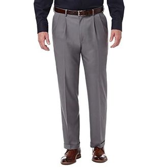 Haggar Premium Comfort Classic Fit Pleat Front Pant Reg. and Big & Tall Sizes Pantalon, Gris Moyen, 32 W /30 L Homme