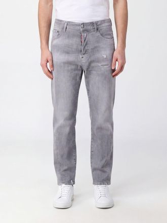 Dsquared2 Jean droit en denim de coton &agrave; effet us&eacute; et taille mi-haute
