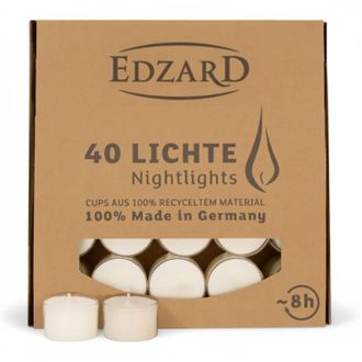 Edzard 40 Teelichter, wei&szlig; (&oslash; 38 mm, 8 Stunden Brenndauer) aus Paraffin, ohne Duft - Nightlights, Teelichte f&uuml;r Teelichtglas, ideal f&uuml;r die Dauerkerze Cornel