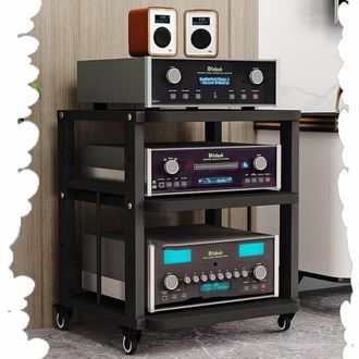Generic HiFi-Rack, AV-Medienst&auml;nder Mit Rollen, 3/4/5-stufiger Audio-Video-Regal Verst&auml;rker Rack, Holz-Stereoschrank, Verstellbare Regale, CD-Player-St&auml;nder F