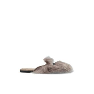 Dolce & Gabbana Shearling und Wildleder Hausschuhe - - Shoes - Damen - Grau - 36 EU
