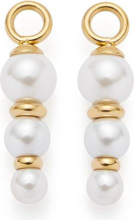Leonardo Anhänger Beautys Justine - 1 Paar Charms-Anhänger aus goldfarbenem Edelstahl - drei weiße Imitationsperlen im Größenverlauf - Schmuck Geschenk für Fra