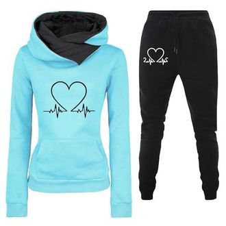 Generic Tenues da&eacute;roport pour femmes 2026 Ensemble 2 pi&egrave;ces d&eacute;contract&eacute; avec haut brod&eacute; et pantalon long en coton et lin pour femme, bleu, XXXL