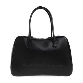 Emporio Armani Eagle Club Schultertasche aus weichem Leder - - Bags - Damen - Schwarzk - ONE SIZE