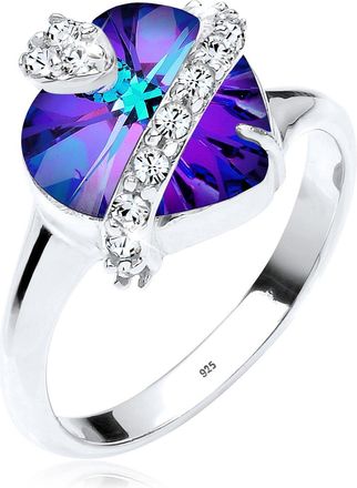 Elli Ring Damen Herz Kristalle in 925 Sterling Silber
