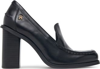 Tommy Hilfiger Halbschuhe Tommy Hilfiger Square Toe Heeled Loafer FW0FW09493 Schwarz