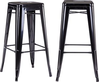 Duhome Barhocker Eisen Barst&uuml;hle 2er Set, Sitzh&ouml;he 76cm Tresenhocker, Stapelbar Metall Bistrohocker mit Fu&szlig;st&uuml;tze, Schwarz
