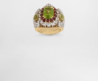 Dolce & Gabbana Ring Eleganza 18-kar&auml;tiges Wei&szlig;- Und Gelbgold, Peridot, Granate Und Saphire - Frau Ringe Mehrfarbig 56