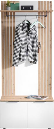 Livetastic Garderobe Lagos, Wei&szlig;, Eiche Artisan, Holzwerkstoff, 80x44x38 cm, Garderobe, Garderoben-Sets & Serien, Garderoben-Sets