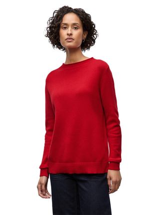 Street One Damen 3015492 Pullover Mit Rollkante, Racing Red, 36 EU