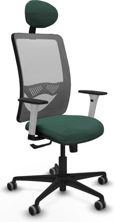 Piqueras y Crespo B&uuml;rostuhl, Gr&uuml;n Zulema mit wei&szlig;en und schwarzen Armlehnen, h&ouml;henverstellbarer Lendenwirbelst&uuml;tze und festem Kopfteil, ausgestattet mit 3 Positionen, G