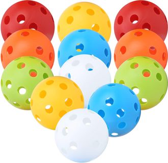 Generic Hohle Bälle, Luftstrom-Trainingsbälle für Innen- und Außenbereich, Kunststoff, 72 mm, 26 Löcher, mehrfarbig