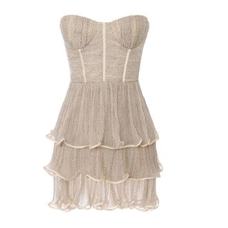 Elisabetta Franchi Crepon-Minikleid mit Mikro-P&uuml;nktchen-Print - - Dresses - Damen - Beige - M