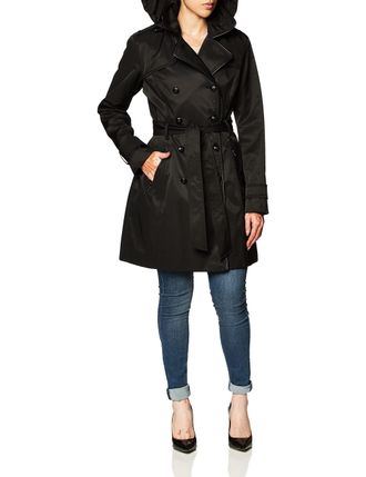 Guess Damen Zweireihiger Trenchcoat, Schwarz, XL