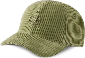 C.P. Company casquette en velours côtelé à logo brodé - Vert