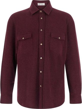 Brunello Cucinelli L - Lana - Homme - Chemises - Rouge - Taille: XL