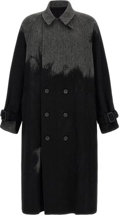Yohji Yamamoto Shaded Herringbone Wool Coat - Black
