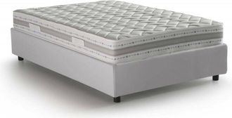 Talamo Italia Quadratisches und halbes Bett Anna, Containerbett mit Kunstlederbezug, 100% Made in Italy, Front&ouml;ffnung, inklusive Matratze Cm 120x190, Wei&szlig; - Talamo