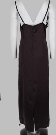 Alysi Lace-Insert Satin Dress - Brown