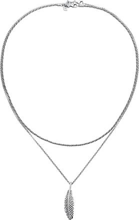 Kuzzoi Halsketten - Halskette Layer Feder Anh&auml;nger 925 Sterling Silber - Gr. unisize - in Silber - f&uuml;r Damen