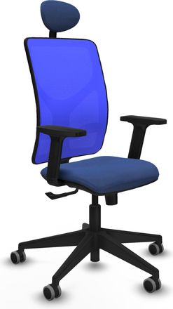 Piqueras y Crespo B&uuml;ro-Rollstuhl mit 2D-Armen, h&ouml;henverstellbare Lendenwirbelst&uuml;tze und festes Kopfteil, ausgestattet mit 3 Positionen und Schneidschaum, Blau/Marinebla