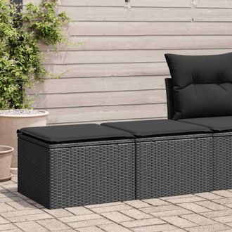 vidaXL Salon de jardin avec coussins 2 pcs noir r&eacute;sine tress&eacute;e acacia - Vidaxl