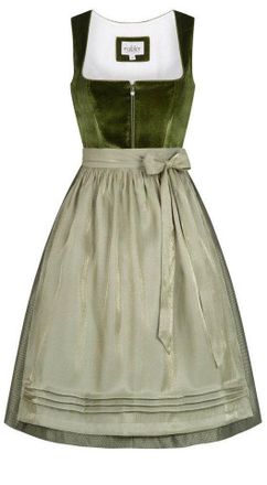 N&uuml;bler Trachtenkleid Midi Dirndl Kamila in Gr&uuml;n von N&uuml;bler - Rockl&auml;nge 60 cm