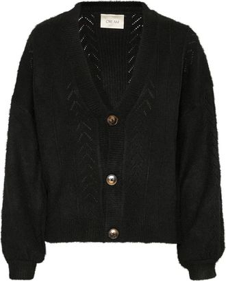 Cream Femme, Pulls, Noir, Taille: 42/44 FR Gilet noir en tricot avec manches bouffantes